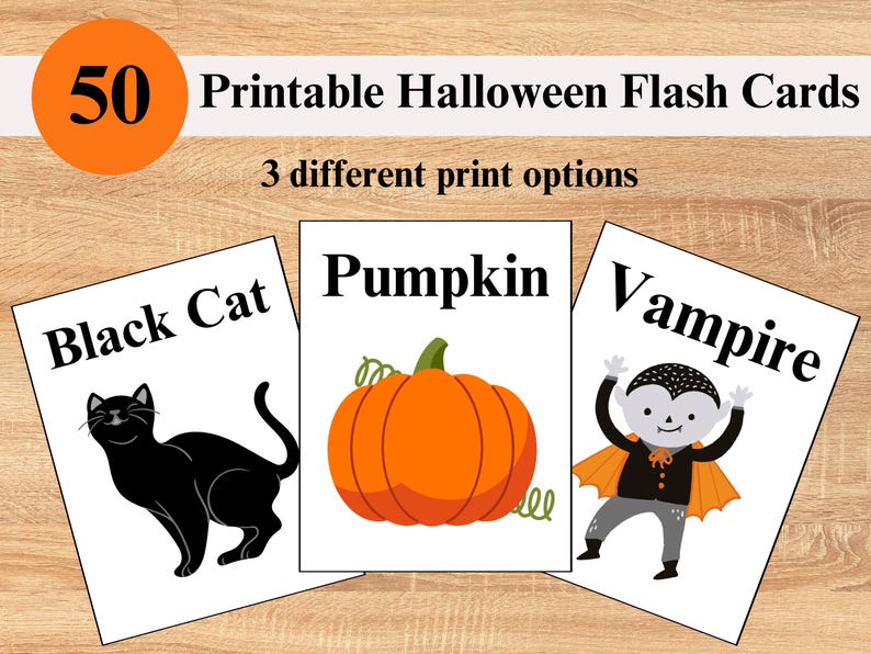 Educational Flashcards Printable Halloween Flashcards for Kids ...