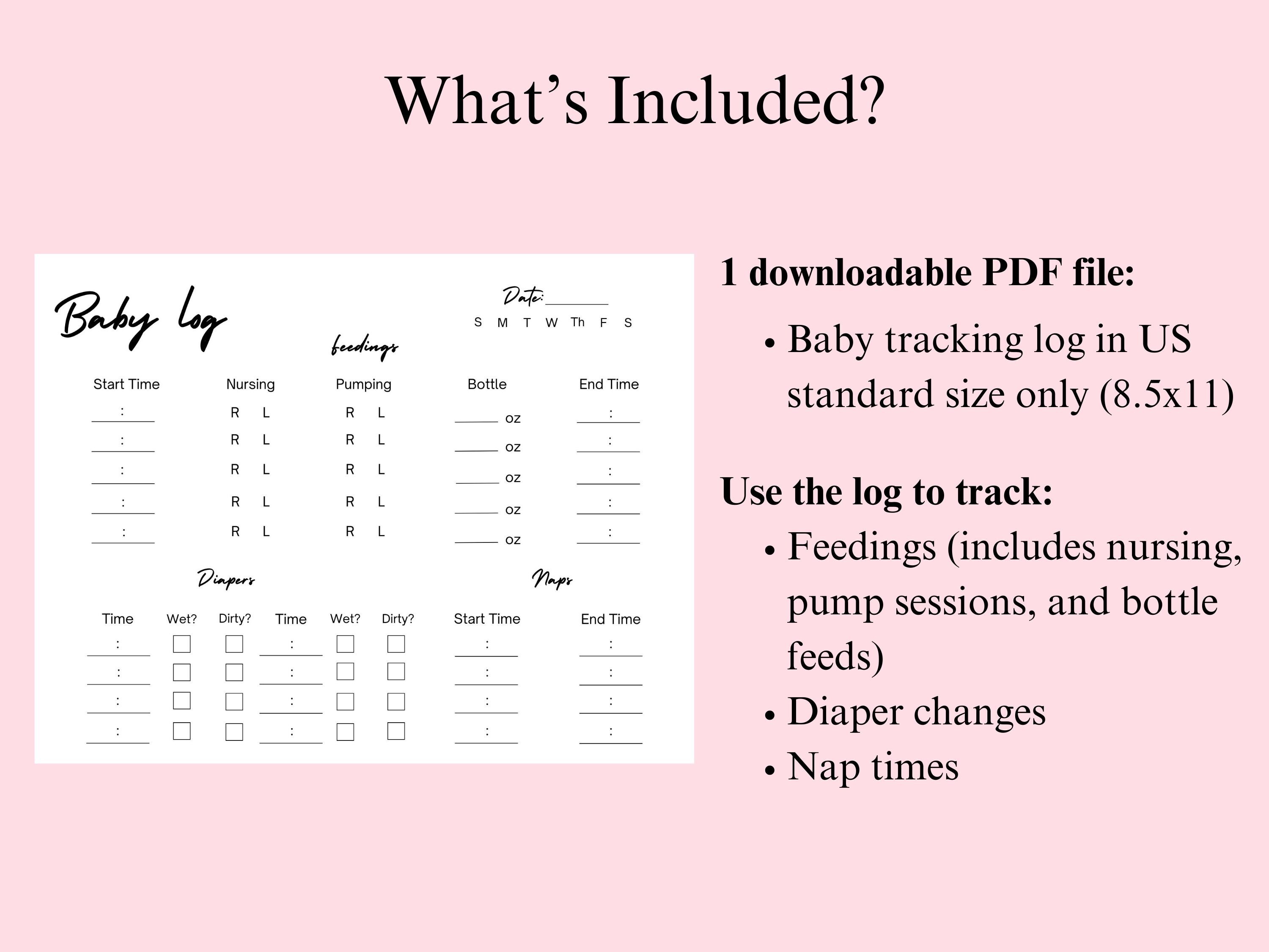 Daily Baby Log Newborn Baby Tracker Printable Nanny Log Newborn Baby ...