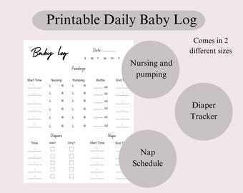 Daily Baby Log Newborn Baby Tracker Printable Nanny Log Baby Care ...