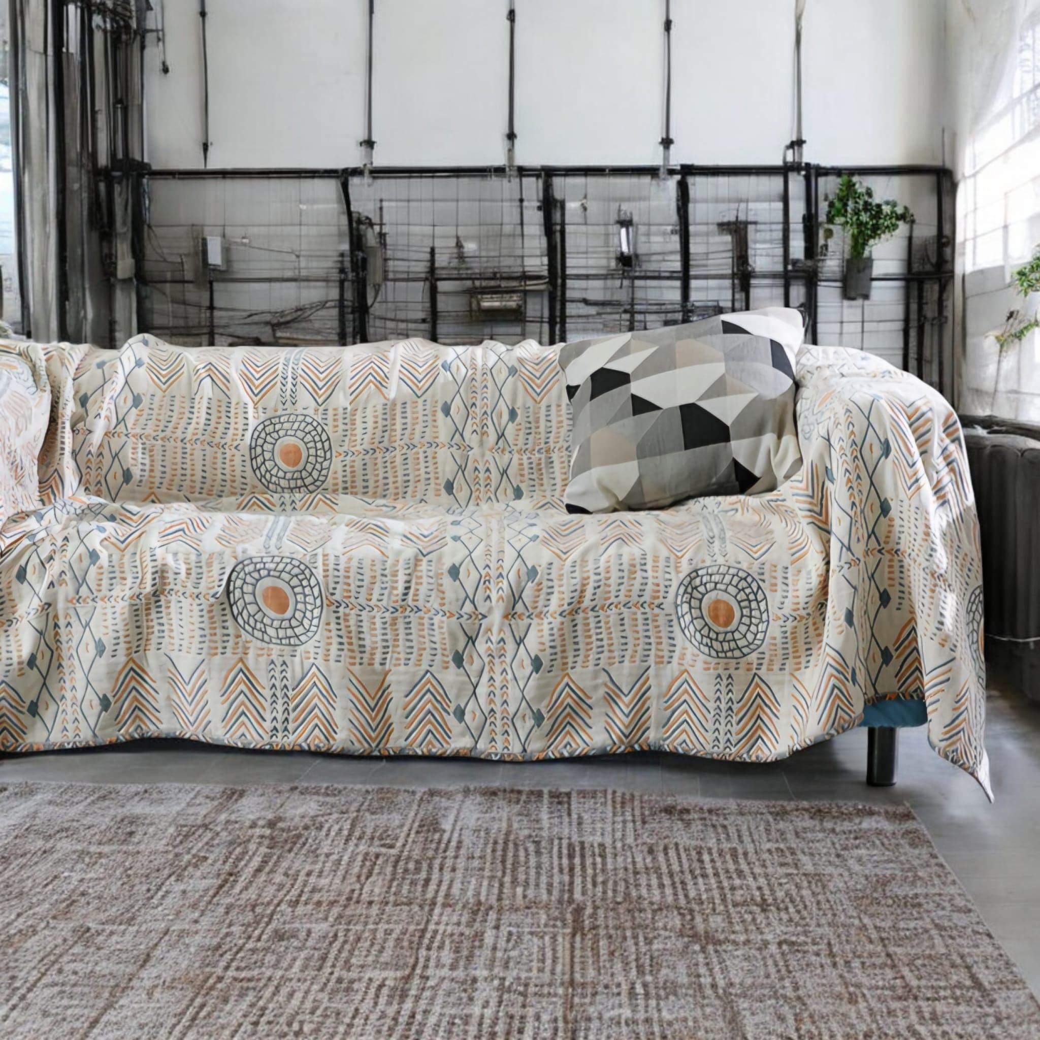 Geometric Boho Throw Blanket, Modern Bohemian Design, Sofa Cuddle Chair ...