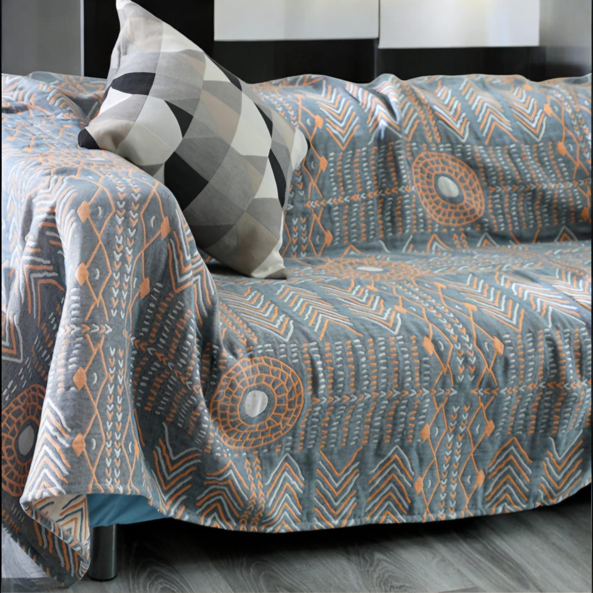 Geometric Boho Throw Blanket, Modern Bohemian Design, Sofa Cuddle Chair ...