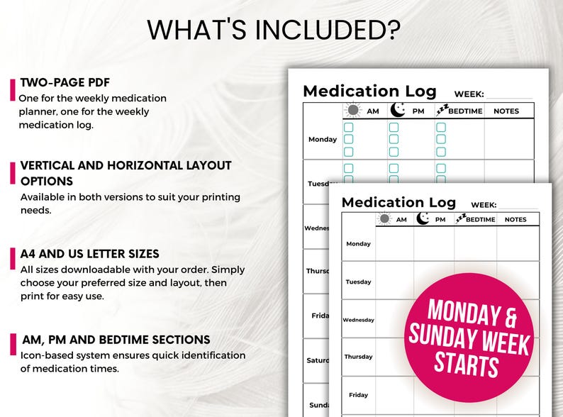 Elderly Care Medication Log & Planner: Large Font Tracker (printable ...