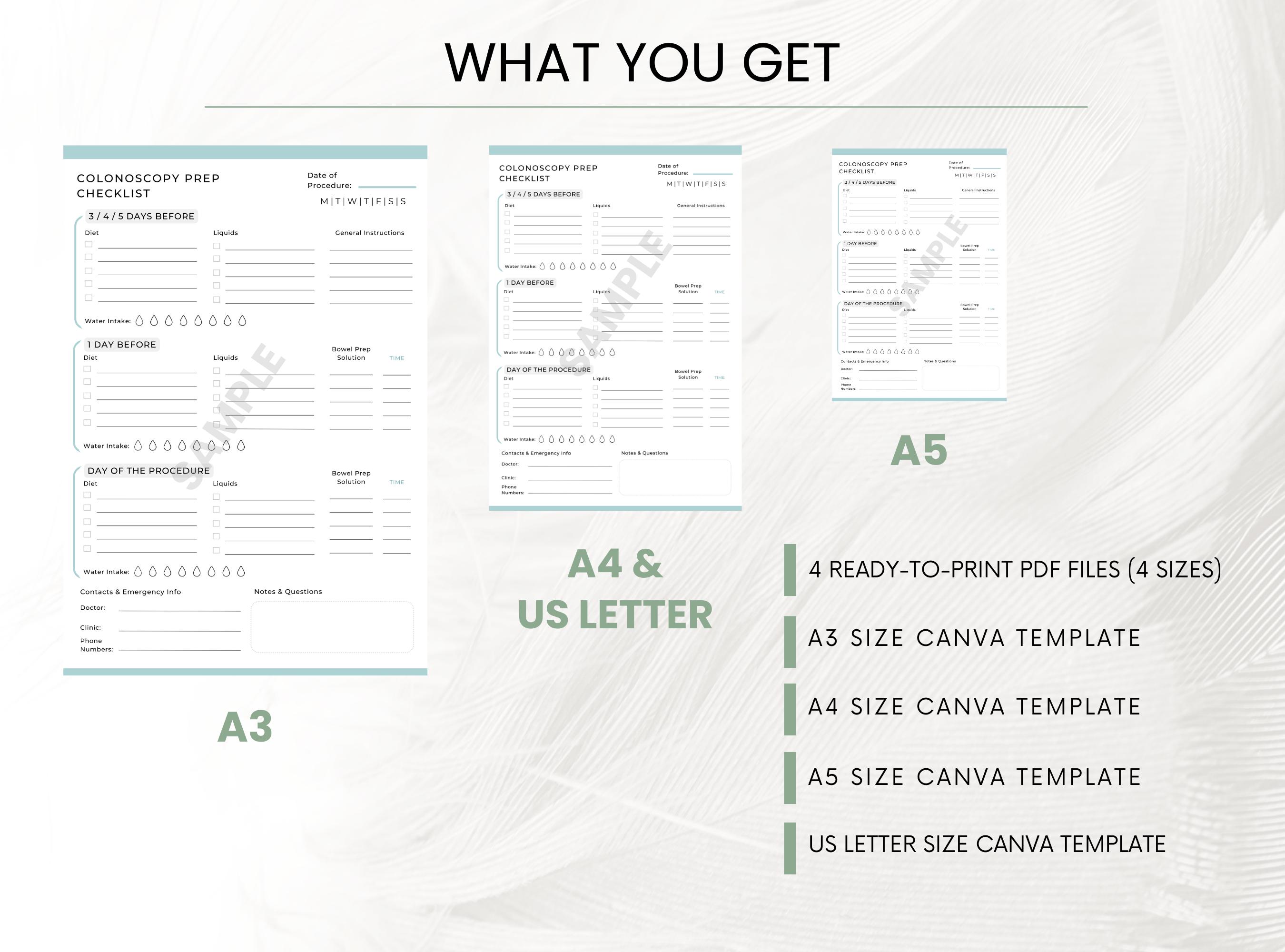 Colonoscopy Prep Checklist: Printable Bowel Preparation Template ...