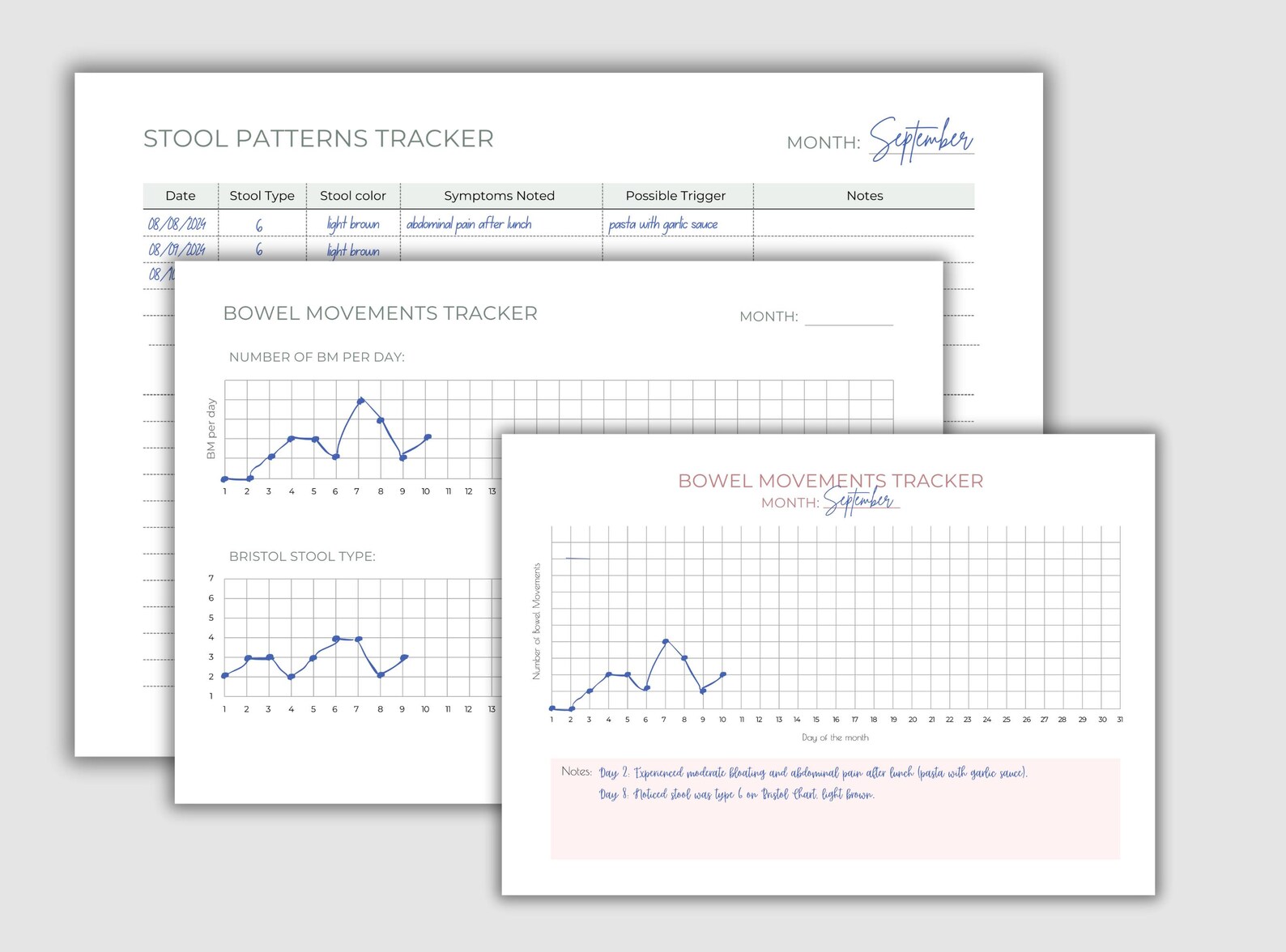 IBS Symptom Tracker: Bowel Movement & Food Sensitivity Log (printable ...