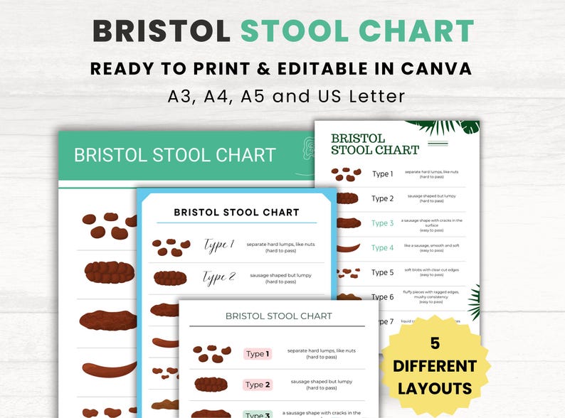 Editable Bristol Stool Chart: Gut Health Tracker (canva, PDF) - Etsy