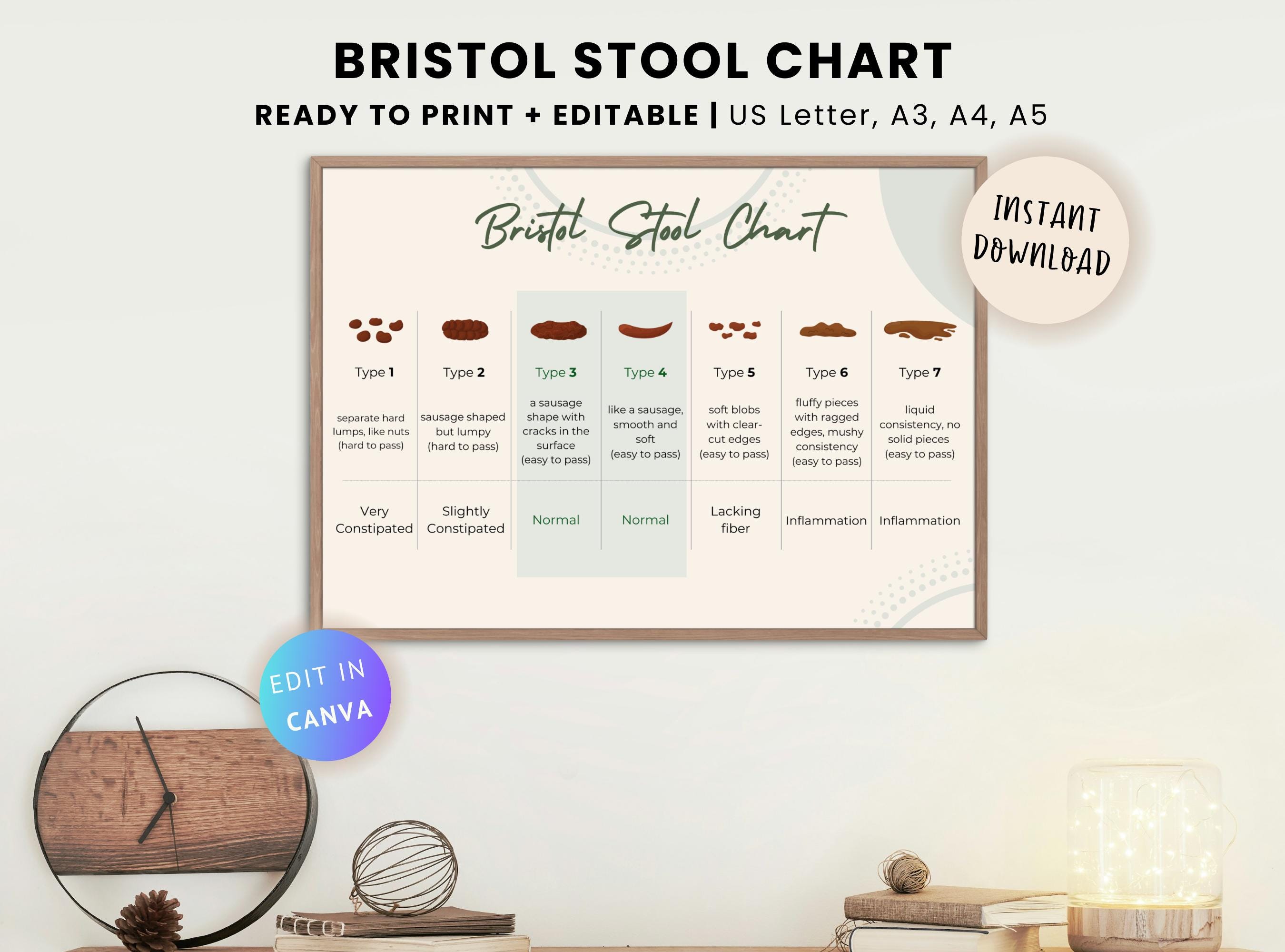 Editable Bristol Stool Chart, Landscape PDF Gut Health Poop Poster, IBS ...