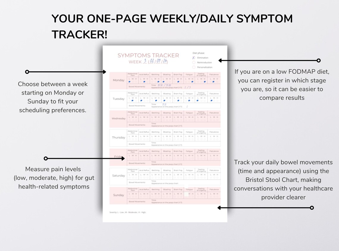 IBS Symptom Tracker Template, Bristol Stool Chart Chronic Pain Tracker ...