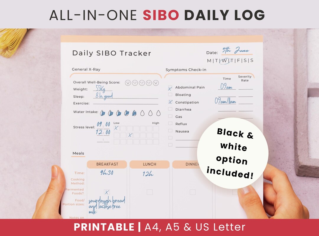 SIBO Symptom Tracker: Daily Gut Health Journal (fillable PDF) - Etsy