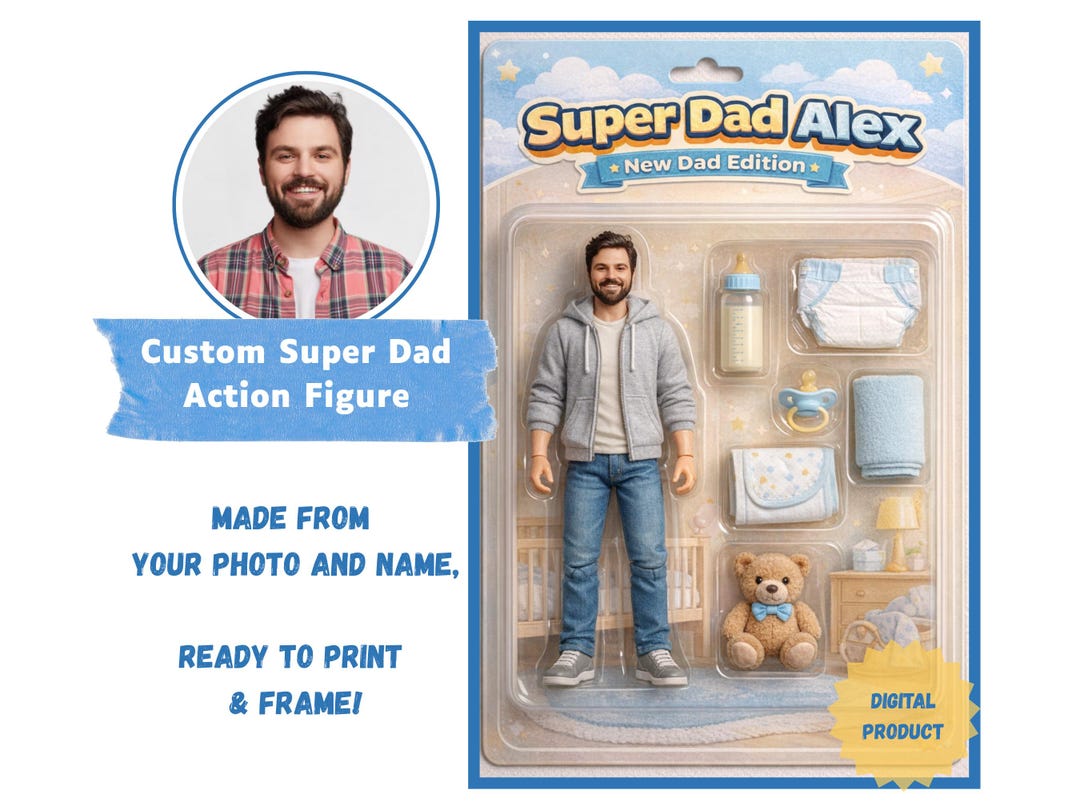 Custom Super Dad Action Figure From Photo – Personalized New Dad Gift ...