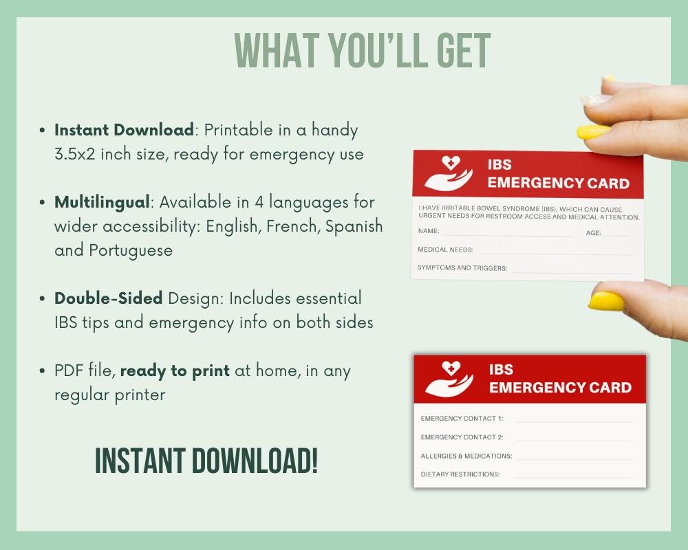 IBS Emergency Card: Printable Medical Info Wallet Card (digital ...