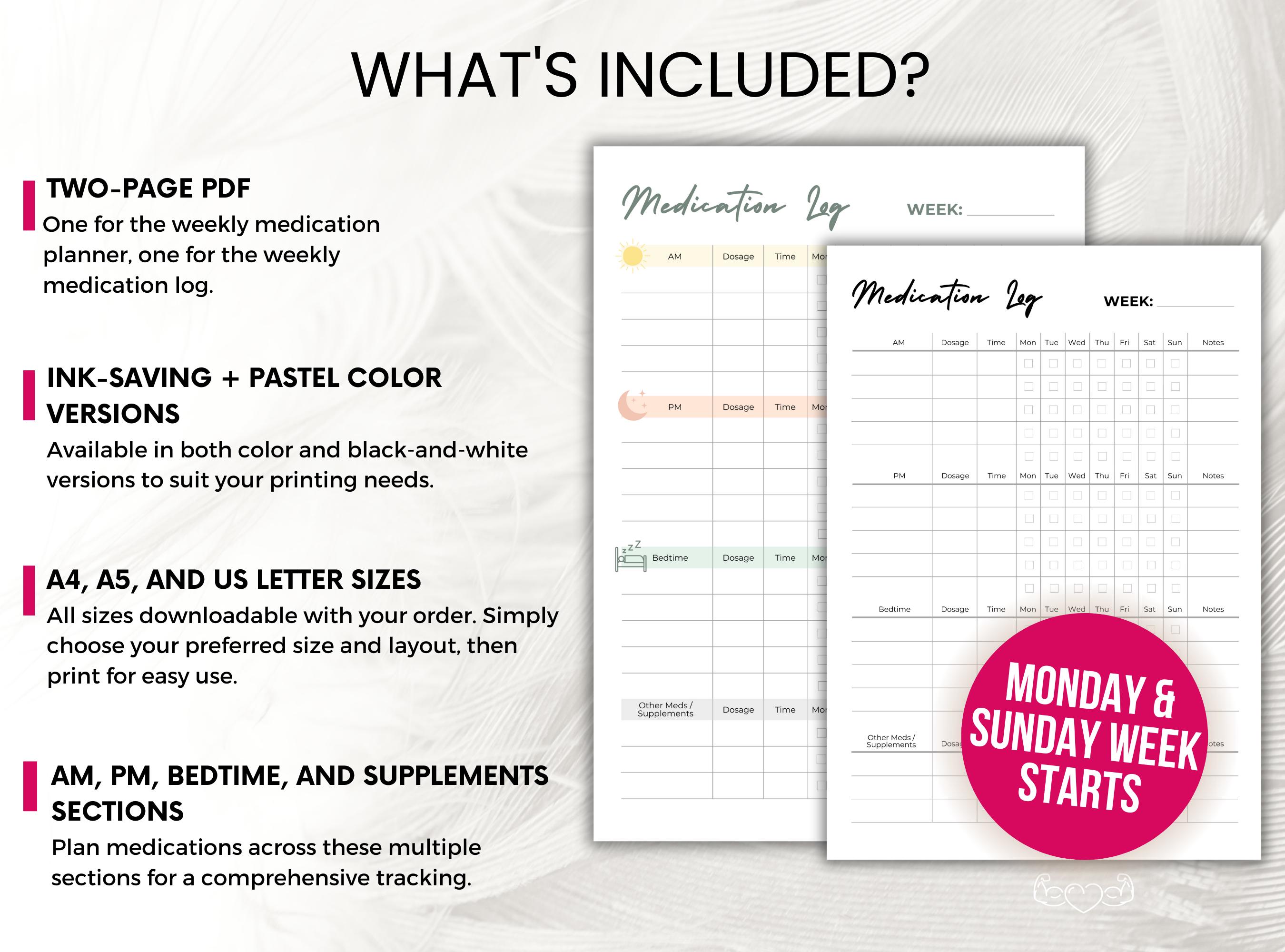 Weekly Medication Tracker: Printable Pill List & Planner (canva ...