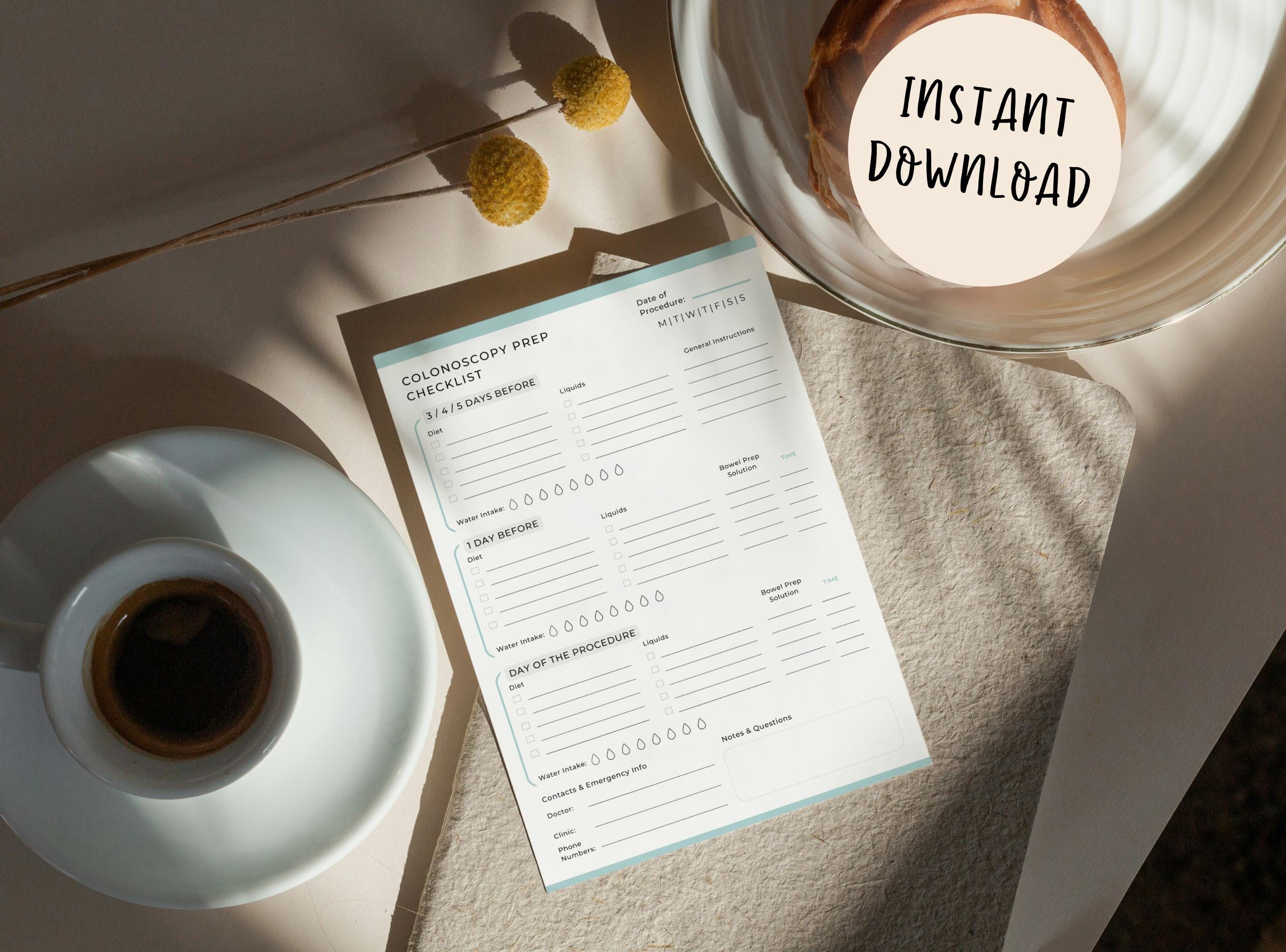 Colonoscopy Prep Checklist: Printable Bowel Preparation Template ...