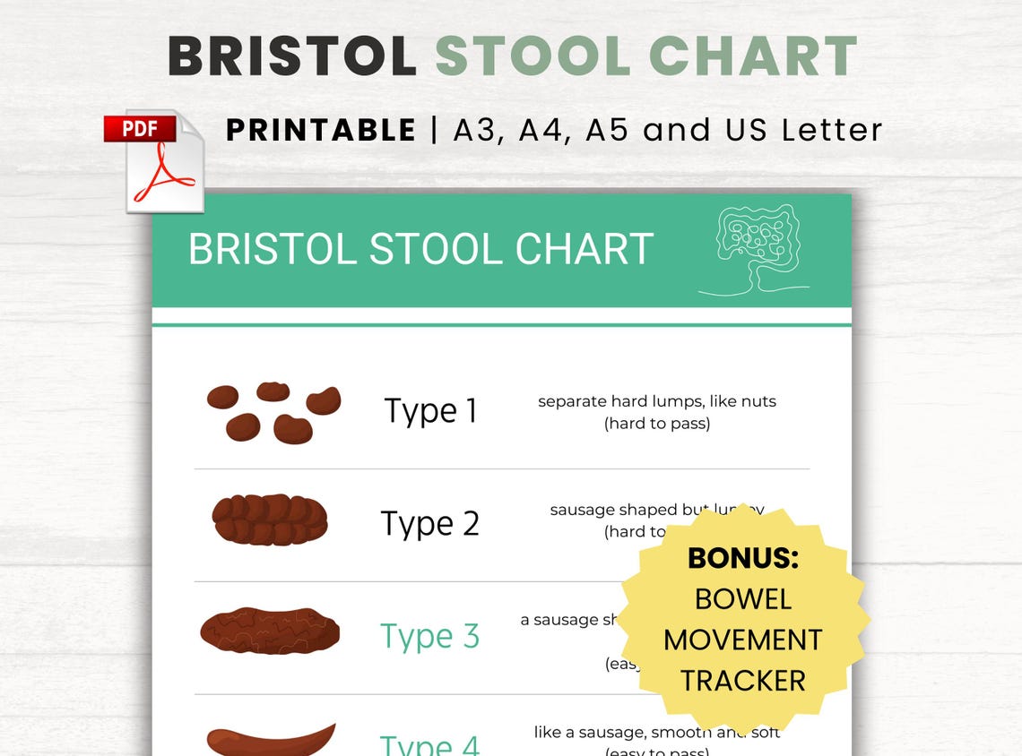 Bristol Stool Chart PDF, Poop Tracker for Gut Health, IBS, Bowel ...