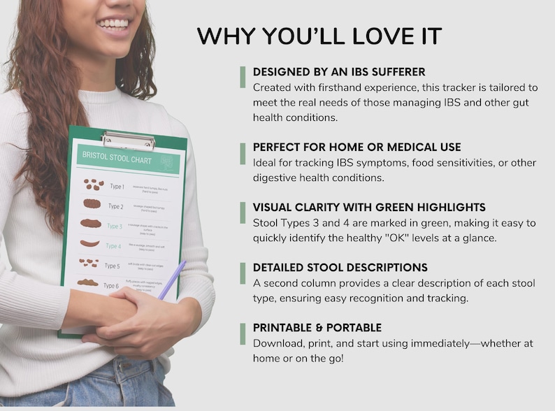Bristol Stool Chart PDF, Poop Tracker for Gut Health, IBS, Bowel ...