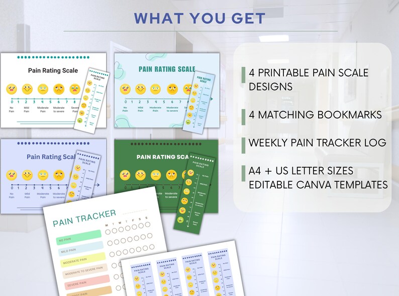 Editable Pain Scale Chart: Visual Analog, Child & Adult (canva) - Etsy