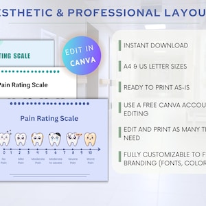 Dental Pain Scale Poster: Toothache Chart for Dentist Office (editable ...
