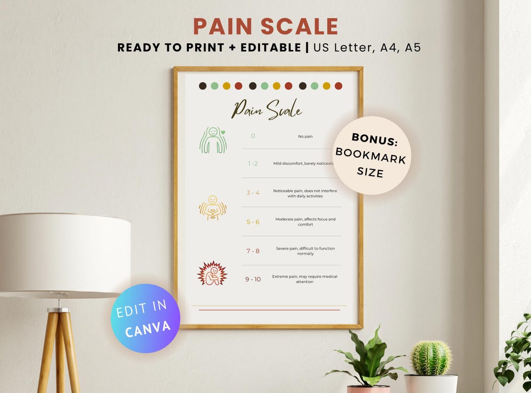 Pain Scale Printable Chart | Adult Pain Scale 0–10 Digital Download ...