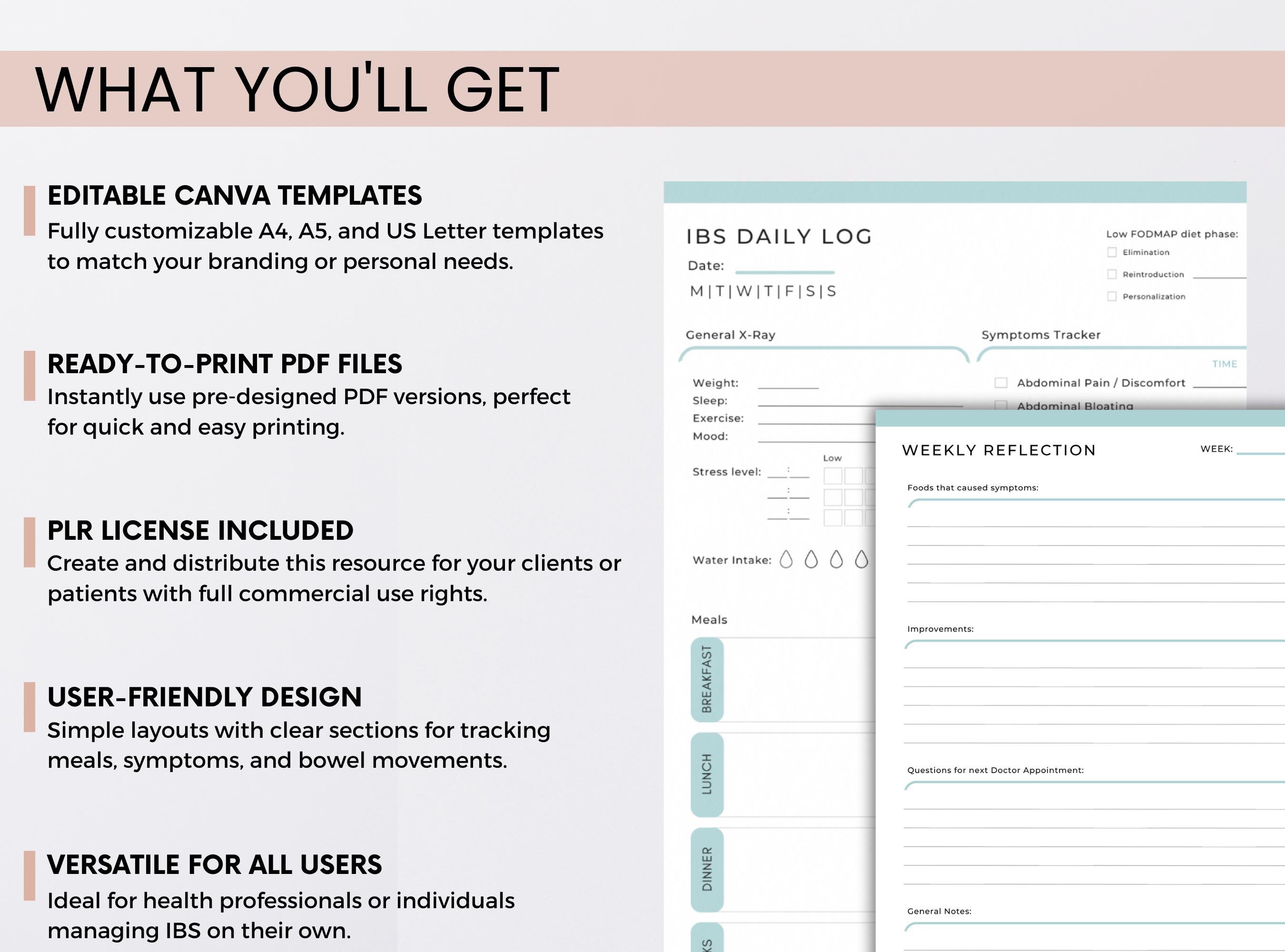 Editable IBS Daily Tracker, Gut Health Log Food Journal Printable ...
