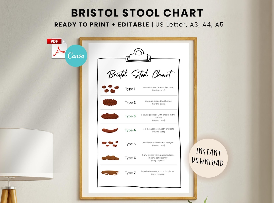 Bristol Stool Chart,printable & Editable PDF Gut Health Poop Poster,ibs ...