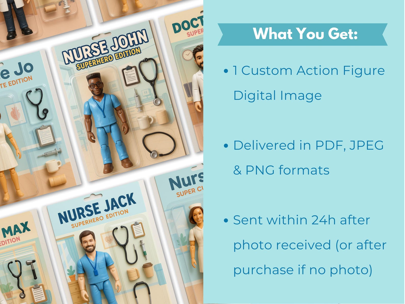 Personalized Male Nurse Action Figure Portrait: Custom Digital Gift ...