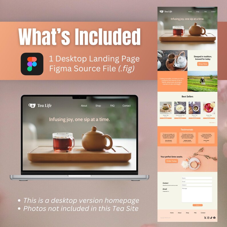 Figma Landing Page Template for Tea Shop | Editable Desktop Website Homepage | Beverage Drink ...