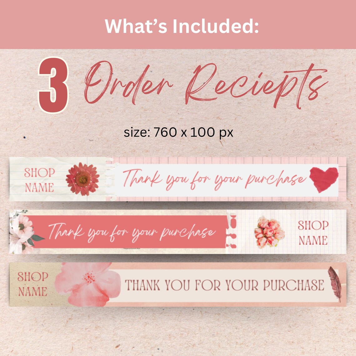 Etsy Order Receipt Banner Templates Editable in Canva | Etsy Shop ...