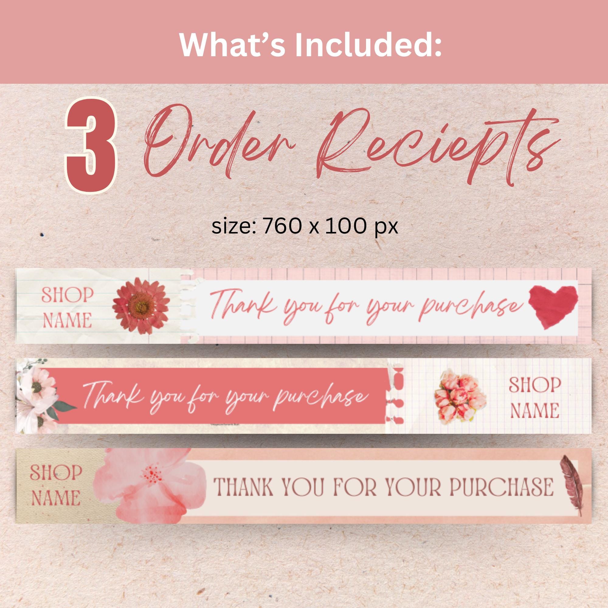 Etsy Order Receipt Banner Templates Editable in Canva | Etsy Shop ...