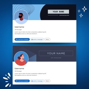 Professional Linkedin Blue Banner Header Cover | Minimalist Editable ...