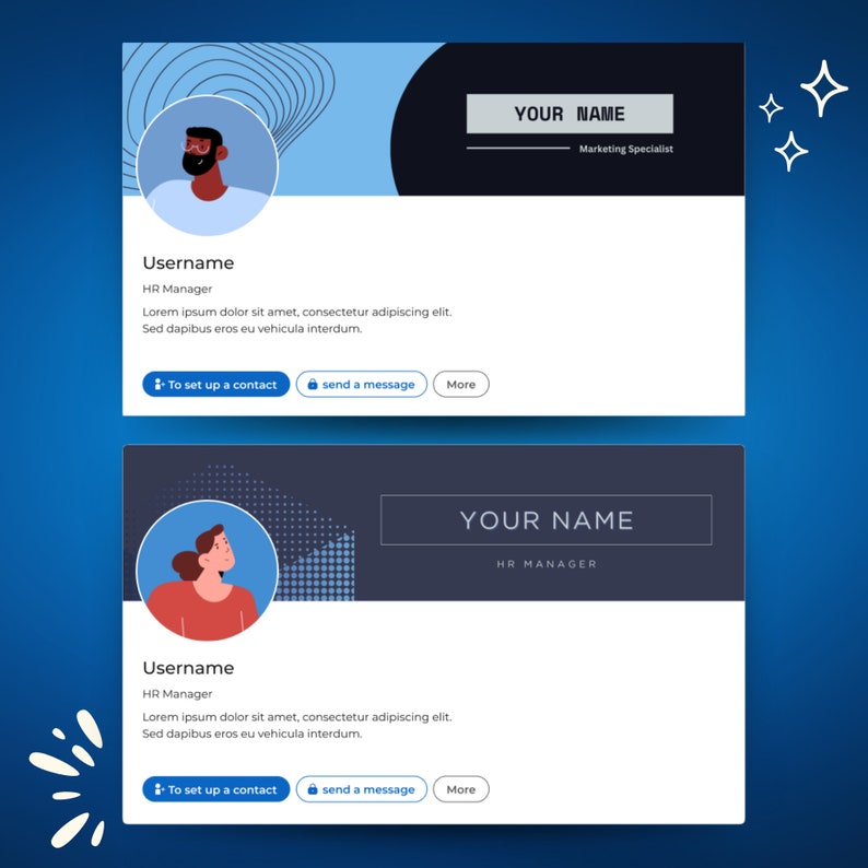 Professional Linkedin Blue Banner Header Cover | Minimalist Editable ...