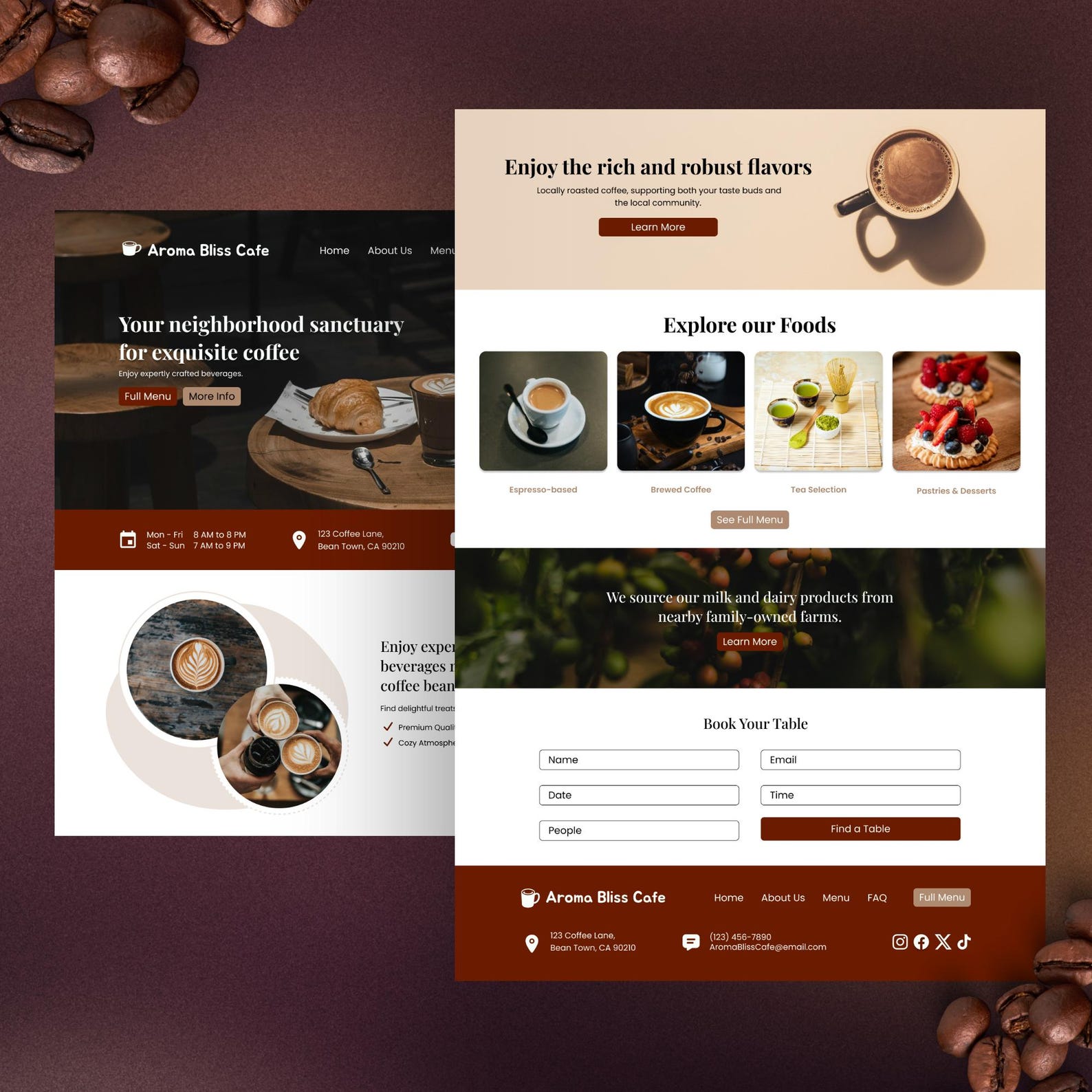 Cafe Landing Page Figma Template | Coffee Shop Editable Desktop Website ...