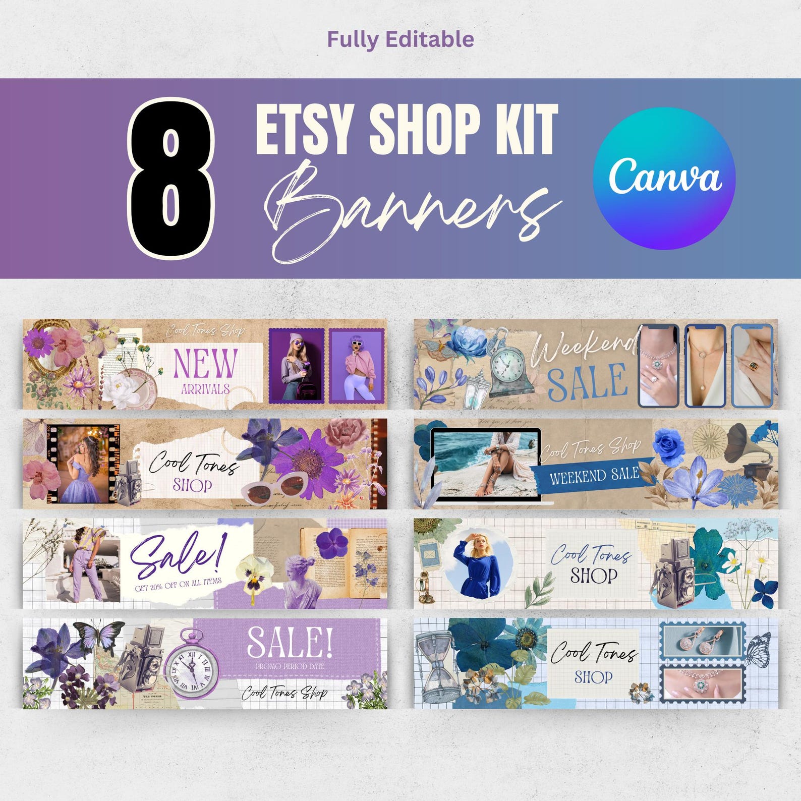 Editable Etsy Shop Banner Kit | Customizable Canva Branding Templates ...