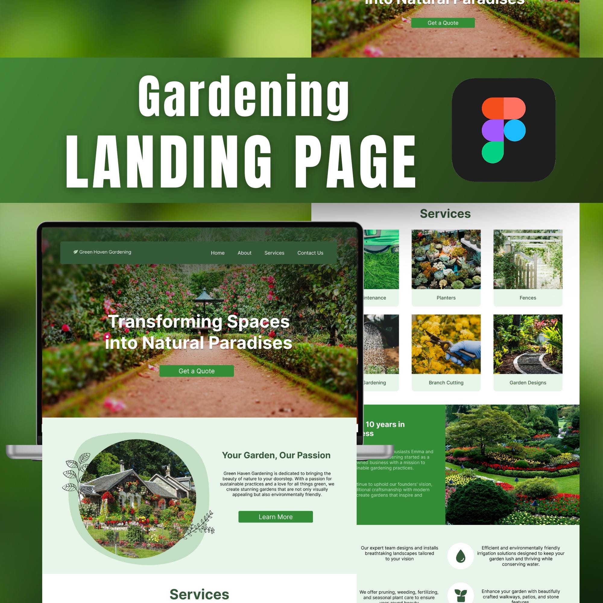 Figma Landing Page Template for Gardening & Landscaping Business Site ...
