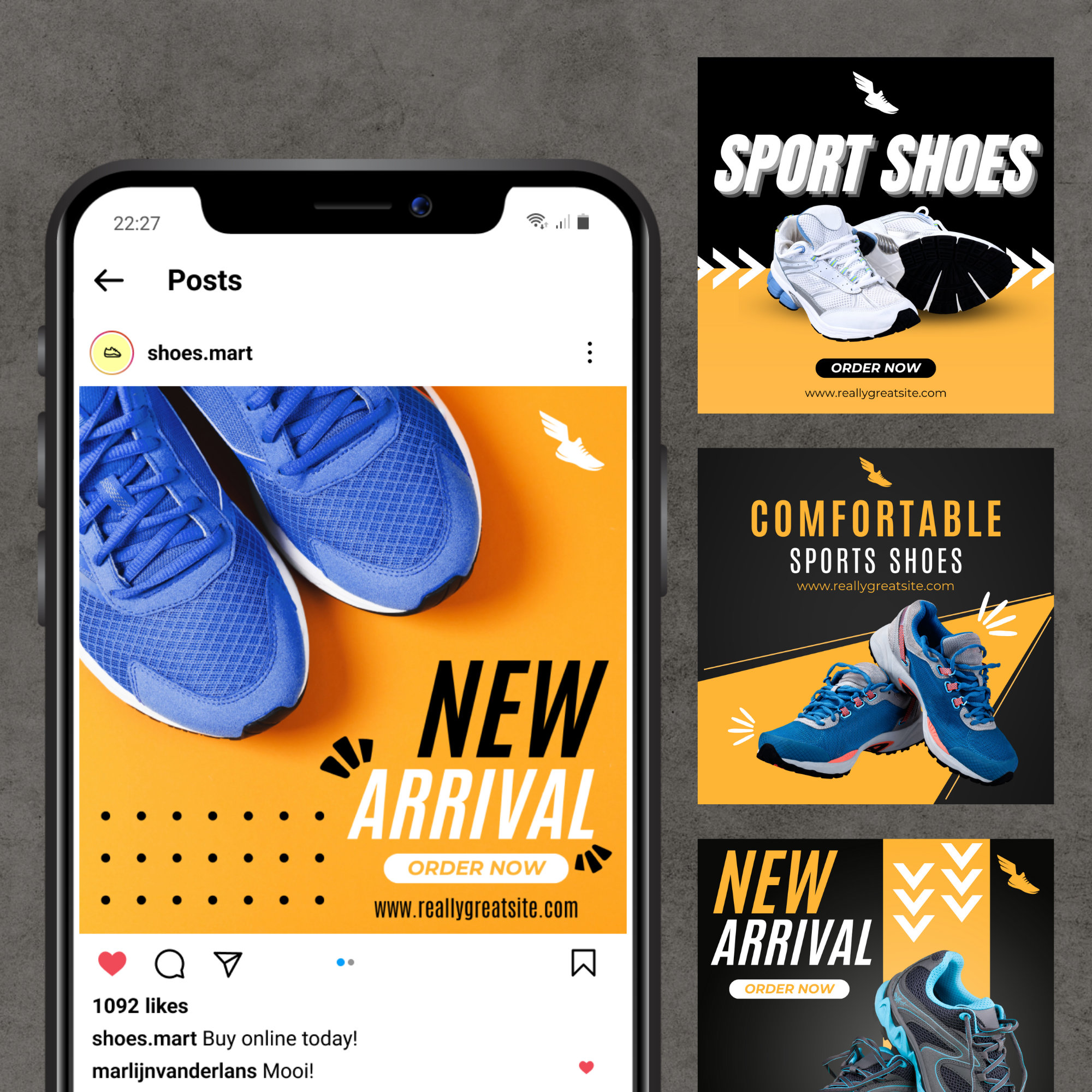 Sports Shoes Instagram Canva Templates Editable Posts for Sneaker ...