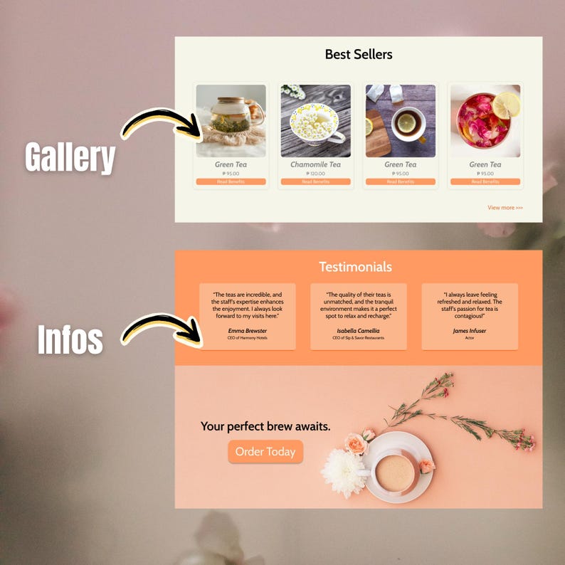 Figma Landing Page Template for Tea Shop | Editable Desktop Website Homepage | Beverage Drink ...