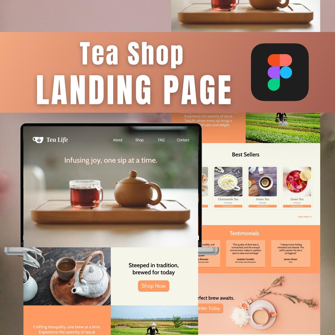 Figma Landing Page Template for Tea Shop | Editable Desktop Website Homepage | Beverage Drink ...