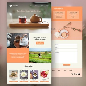 Figma Landing Page Template for Tea Shop | Editable Desktop Website ...