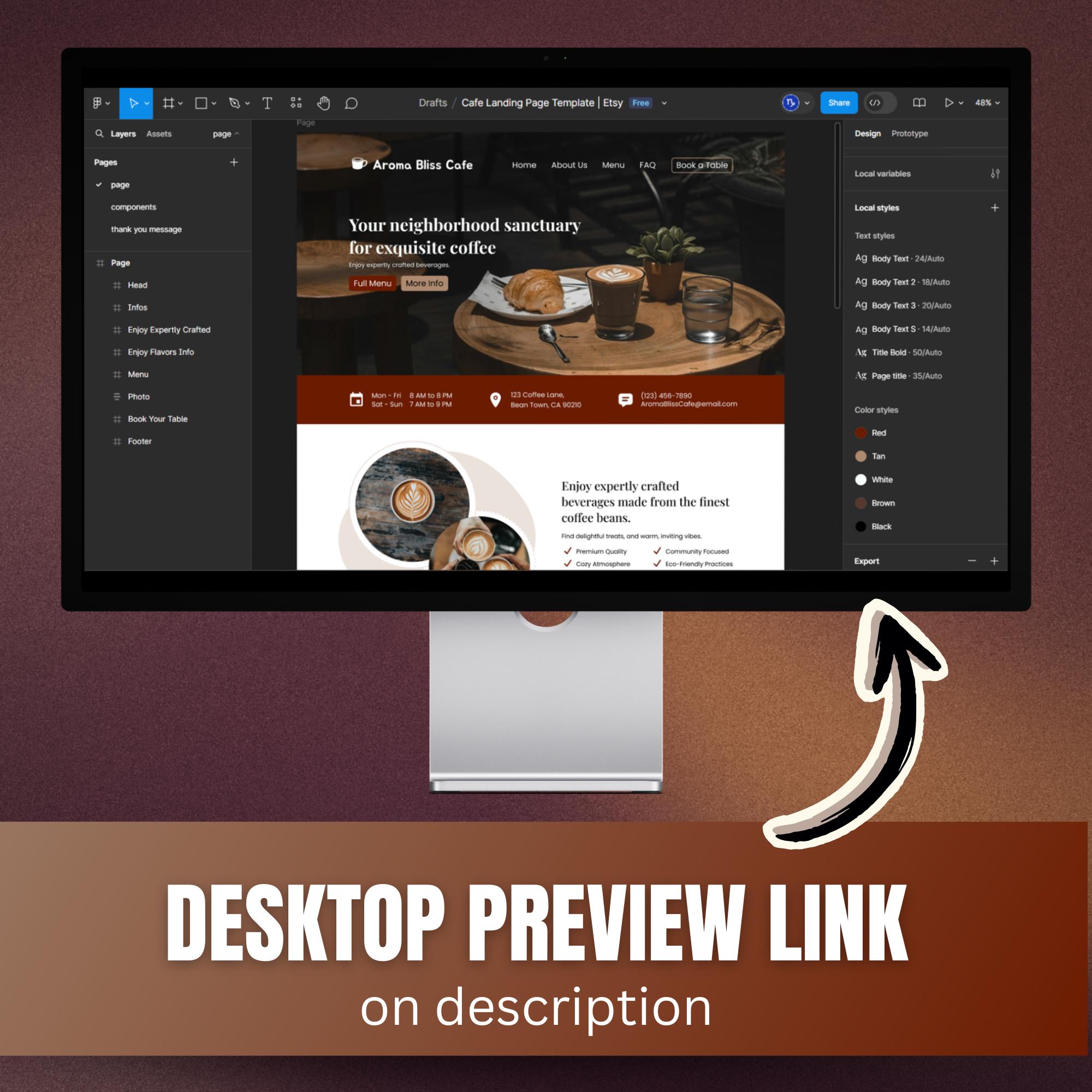Cafe Landing Page Figma Template | Coffee Shop Editable Desktop Website ...