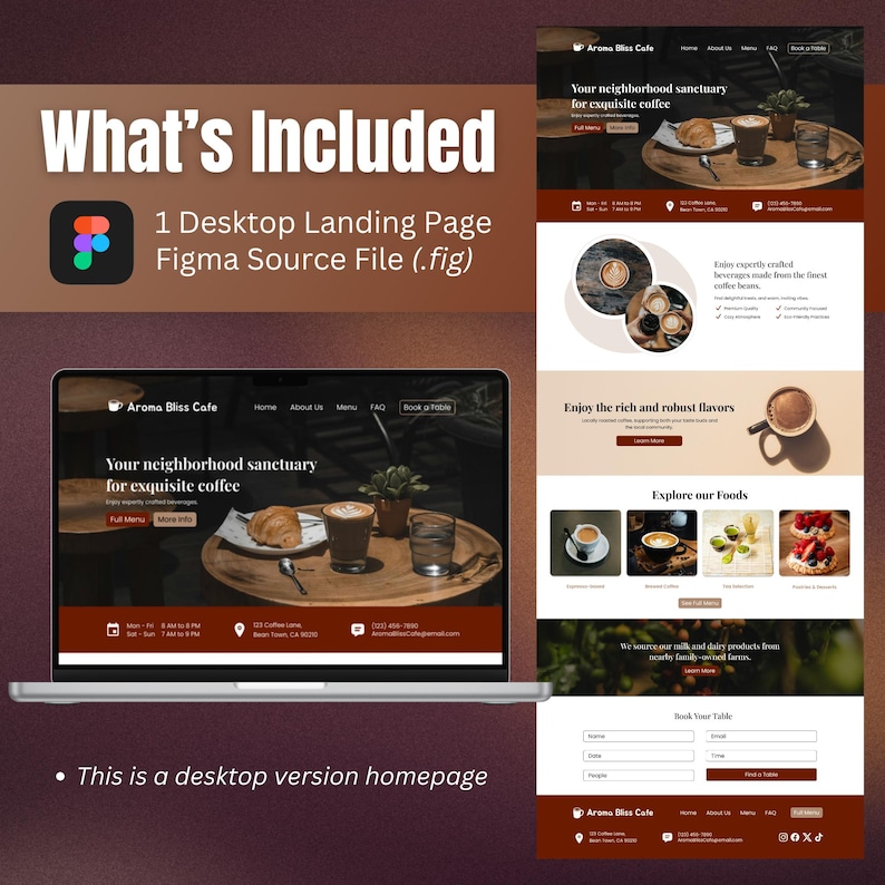 Cafe Landing Page Figma Template | Coffee Shop Editable Desktop Website Design | UX UI Business ...