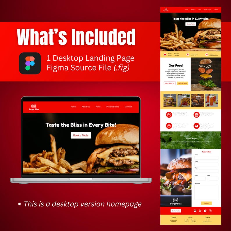 Figma Landing Page Template for Burger Bar Restaurant | Fast Food Chain ...