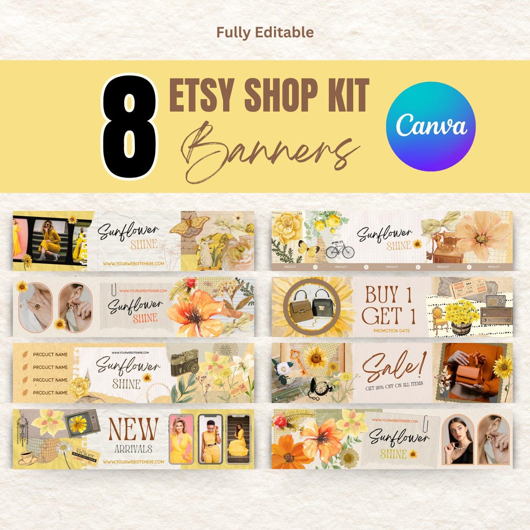 Etsy Shop Banner Kit Canva Editable Template | Customizable Shop ...