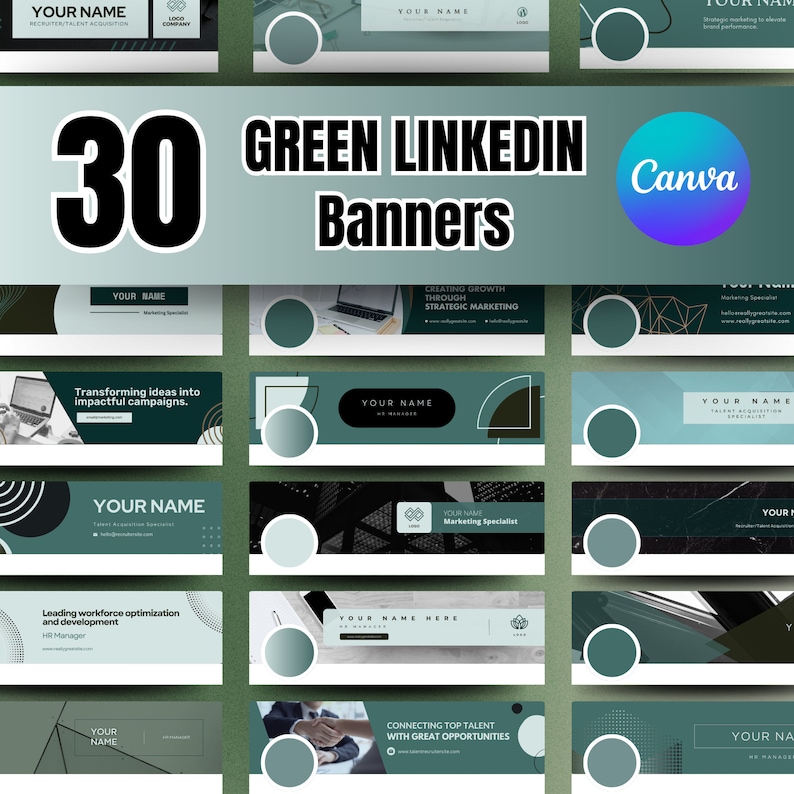 Linkedin Cover Header Banner Editable Green Canva Template for ...