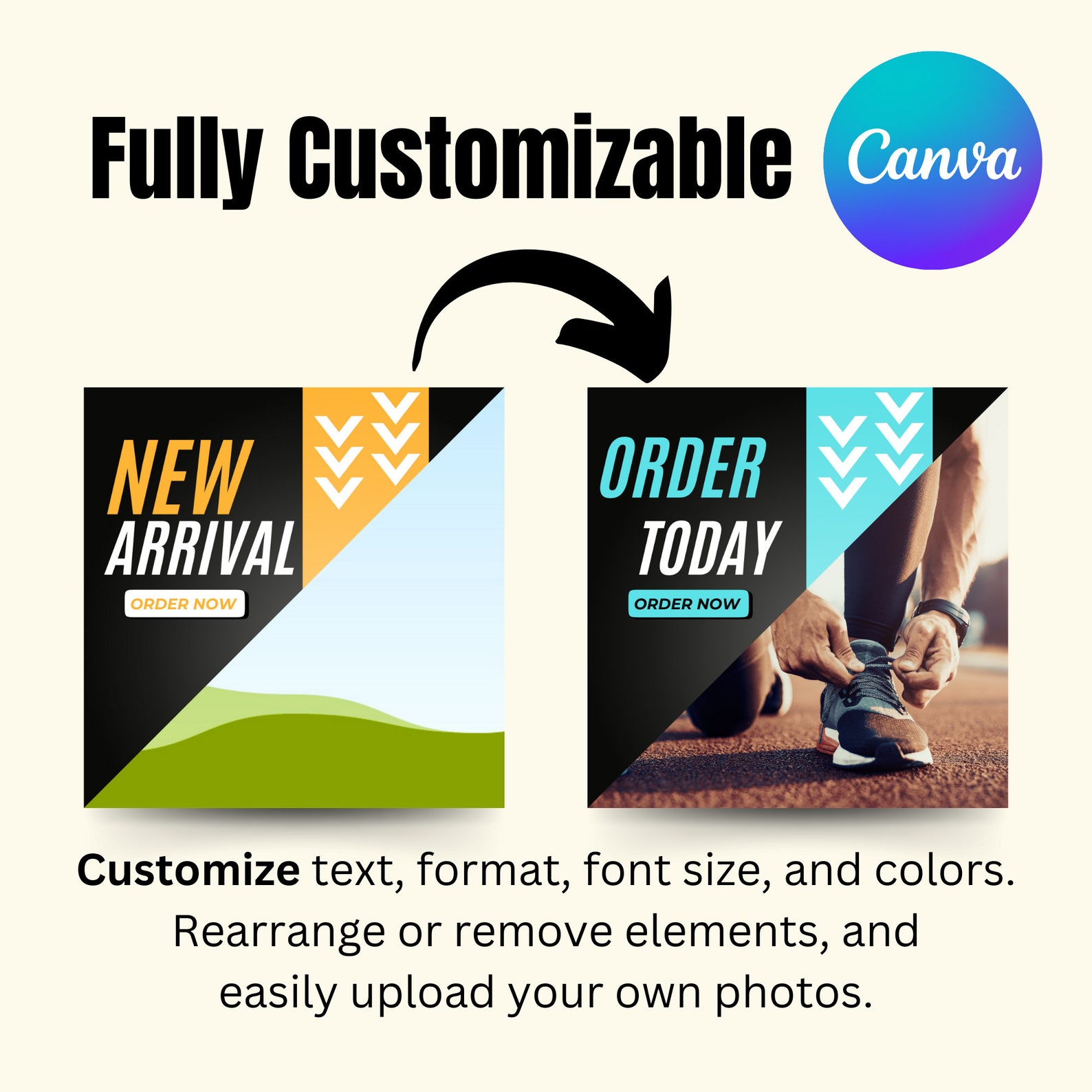 Sports Shoes Instagram Canva Templates Editable Posts for Sneaker ...