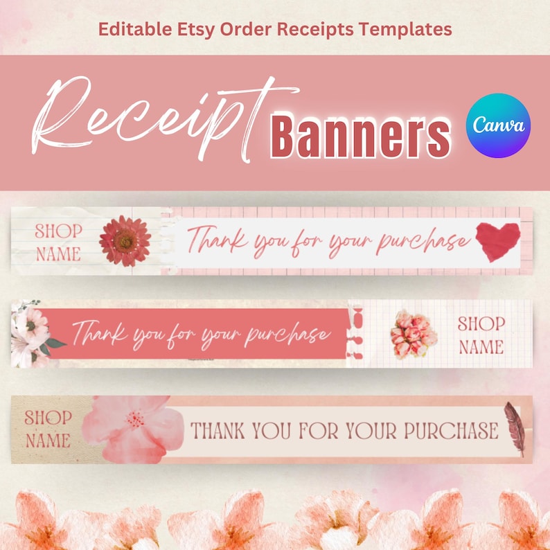 Etsy Order Receipt Banner Templates Editable in Canva | Etsy Shop ...