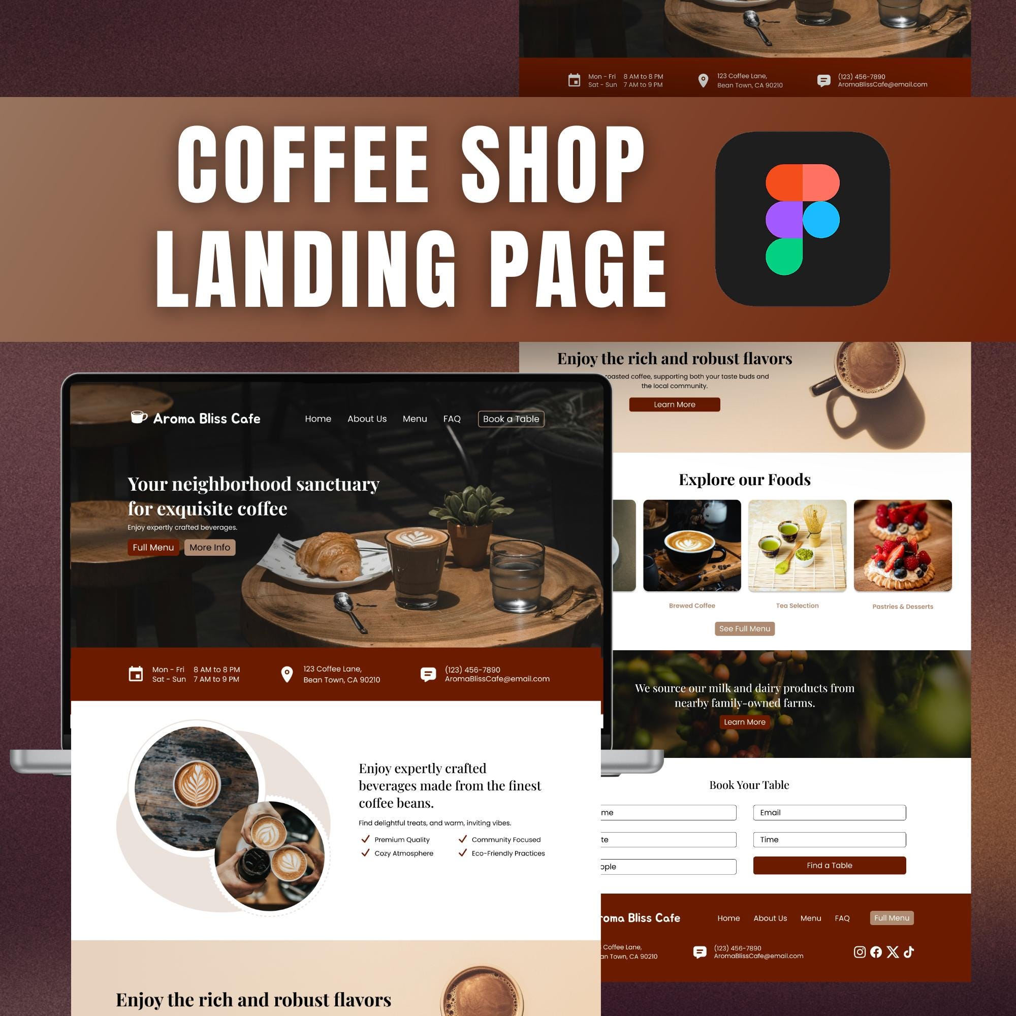 Cafe Landing Page Figma Template | Coffee Shop Editable Desktop Website ...