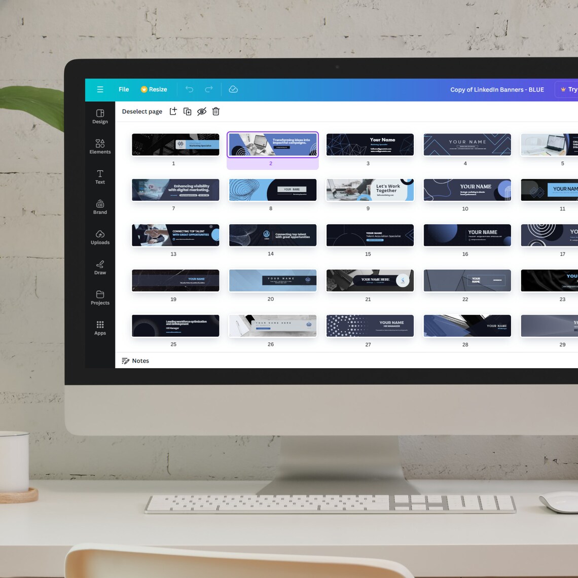 Professional Linkedin Blue Banner Header Cover | Minimalist Editable ...