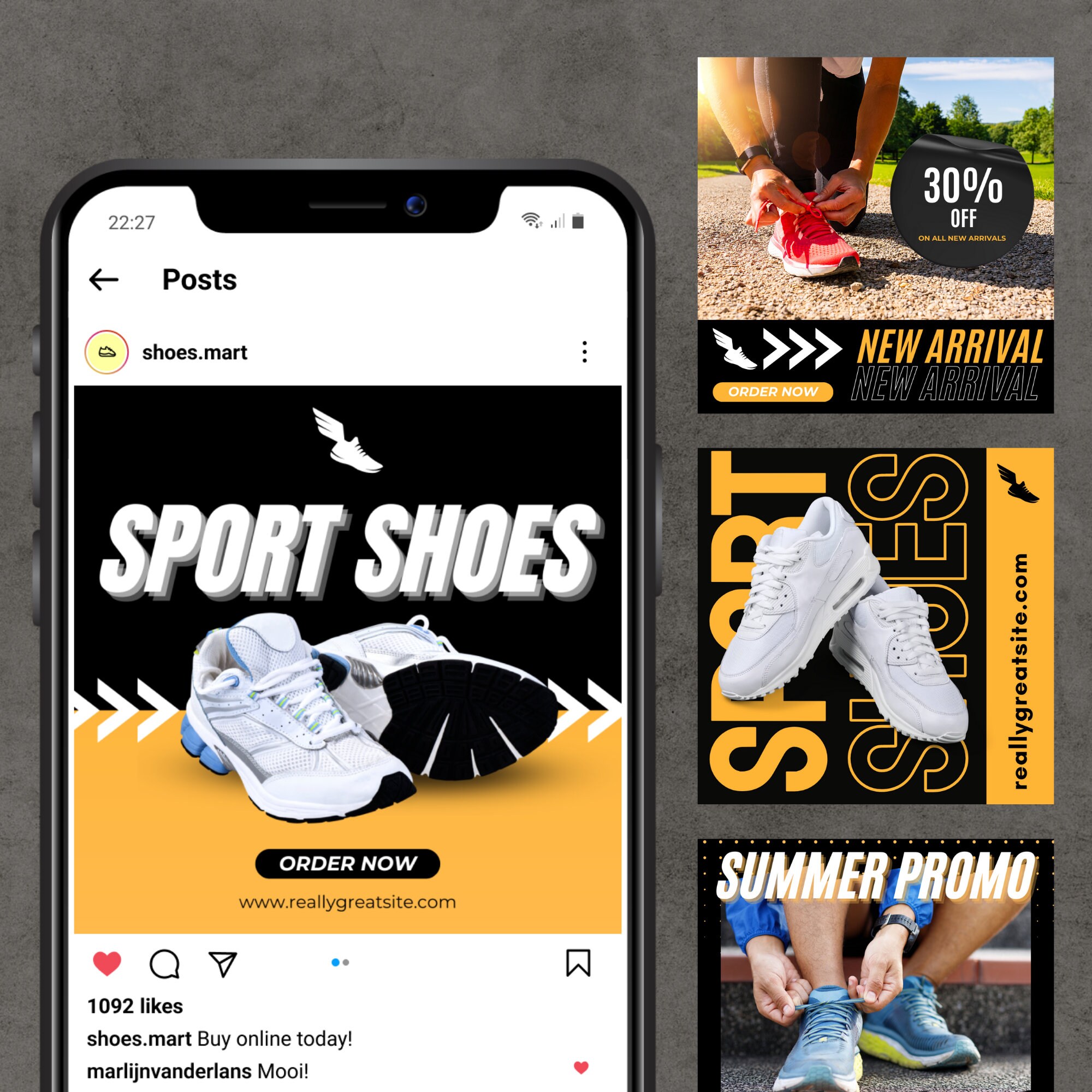 Sports Shoes Instagram Canva Templates Editable Posts for Sneaker ...