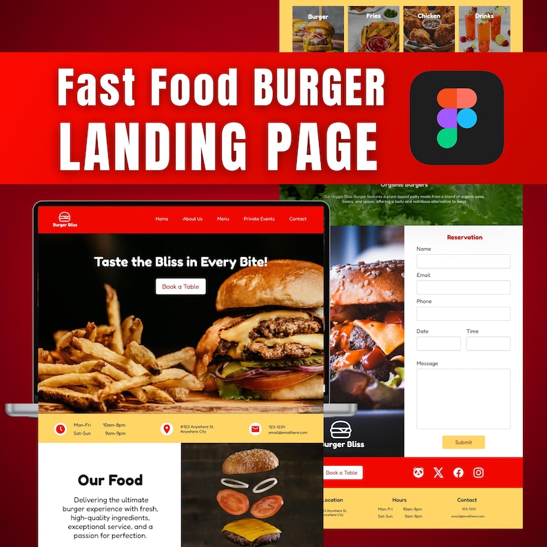 Figma Landing Page Template for Burger Bar Restaurant | Fast Food Chain ...