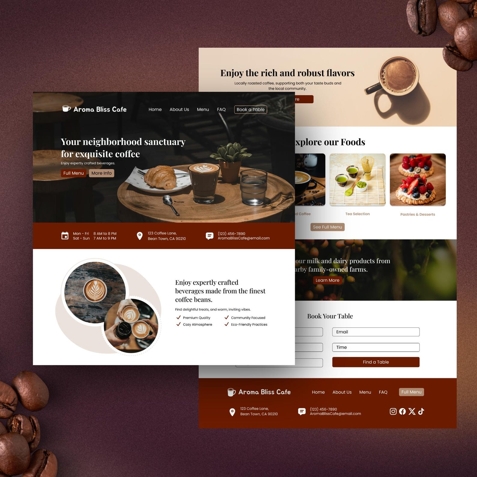 Cafe Landing Page Figma Template | Coffee Shop Editable Desktop Website ...
