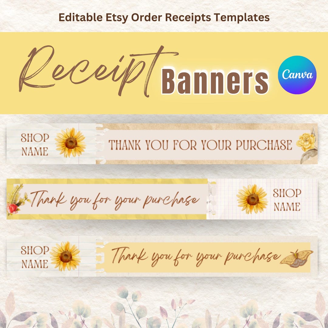 Etsy Shop Receipt Order Banner | Editable Canva Template | Etsy Store ...
