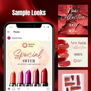 Editable Lipstick Canva Social Media Post Templates | Perfect for ...